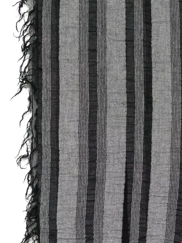 FORME D'EXPRESSION Striped Frayed Scarf
