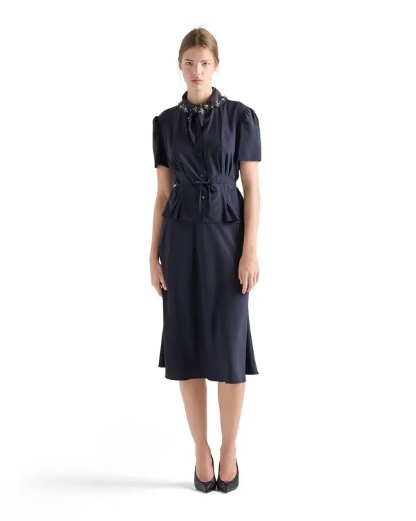 Prada Embroidered Marocain Dress