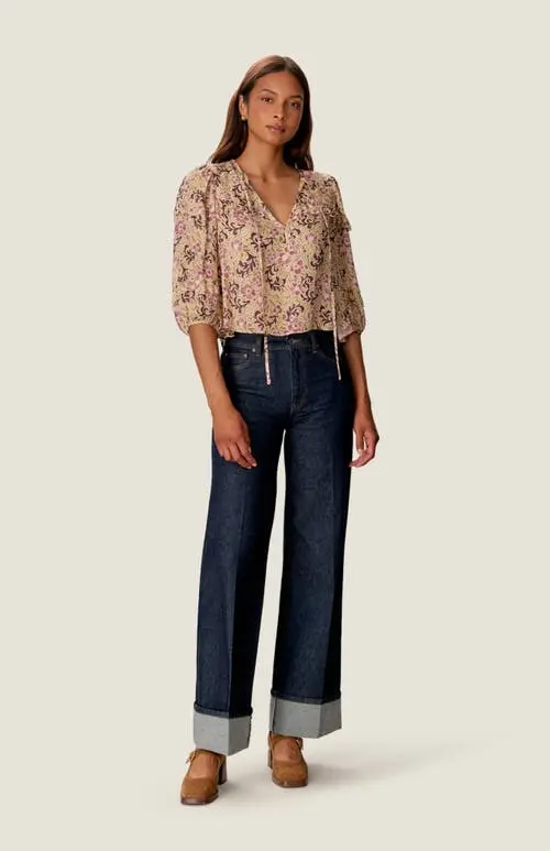 Rebecca Taylor Charlotte Ruffle Top - Alabaster Multi