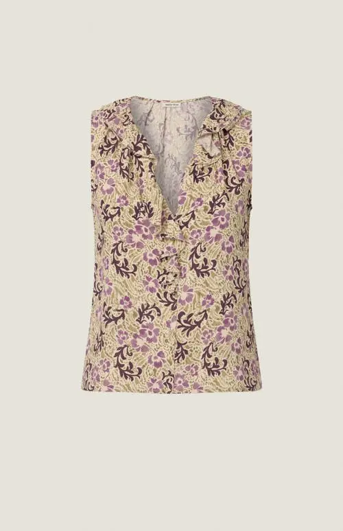 Rebecca Taylor Caroline Ruffle Sleeveless Top