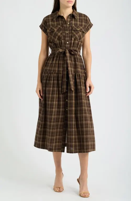 ZOE AND CLAIRE Plaid Maxi Shirtdress