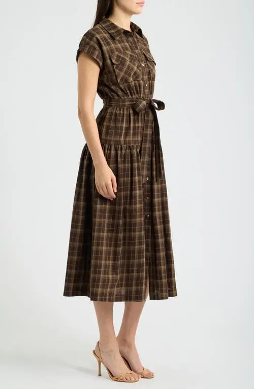 ZOE AND CLAIRE Plaid Maxi Shirtdress