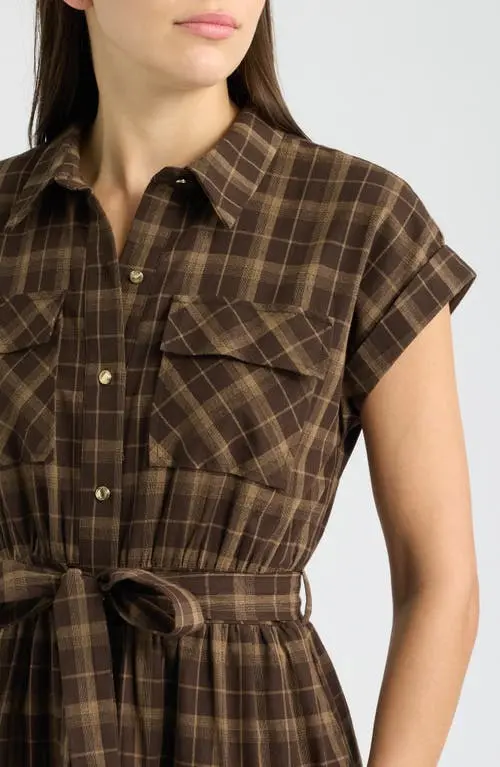 ZOE AND CLAIRE Plaid Maxi Shirtdress