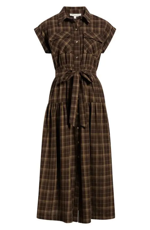 ZOE AND CLAIRE Plaid Maxi Shirtdress