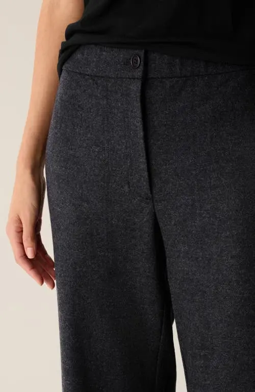 Eileen Fisher High Waist Ankle Straight Leg Wool Pants