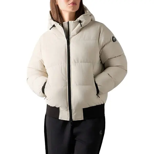 Moose Knuckles Soho 800 Fill Power Down Puffer Bomber Jacket - Alabaster