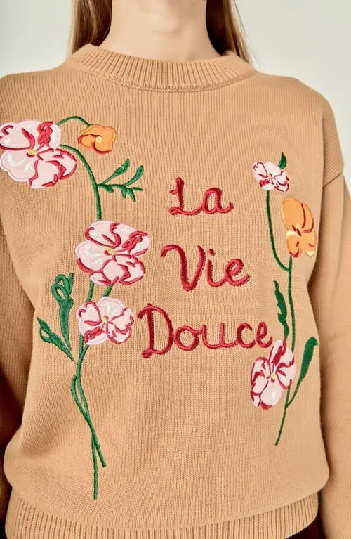 English Factory Flower Embroidered Sweater