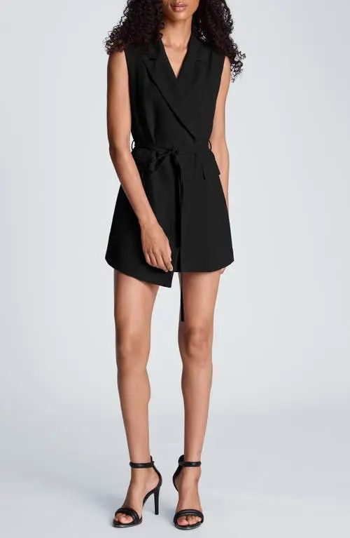 KENNETH COLE COLLECTION Tie Waist Sleeveless Blazer Dress - Black