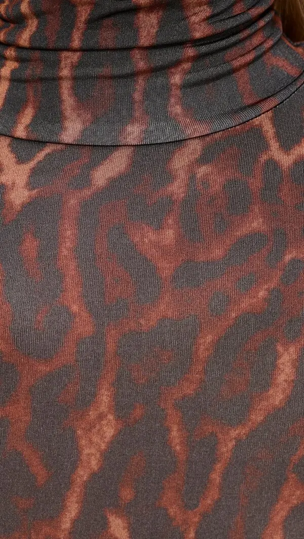GANNI Printed Shiny Jersey Turtleneck