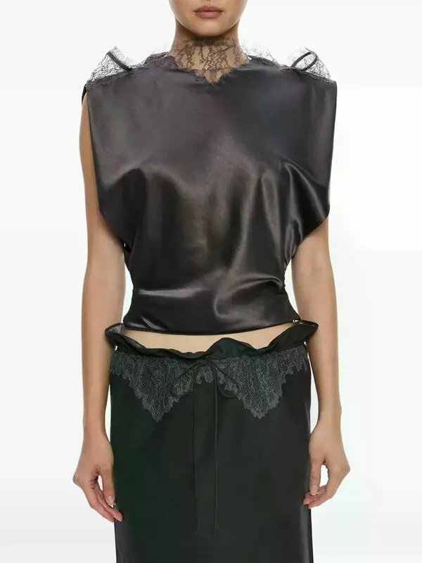 Christopher Esber Lace-trim Sateen Top
