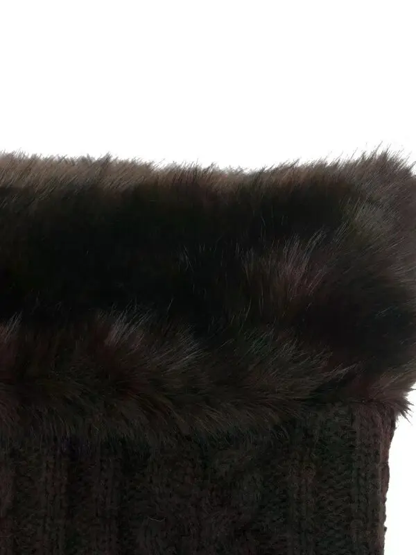 URBANCODE Faux-fur Trim Cable-knit Snood