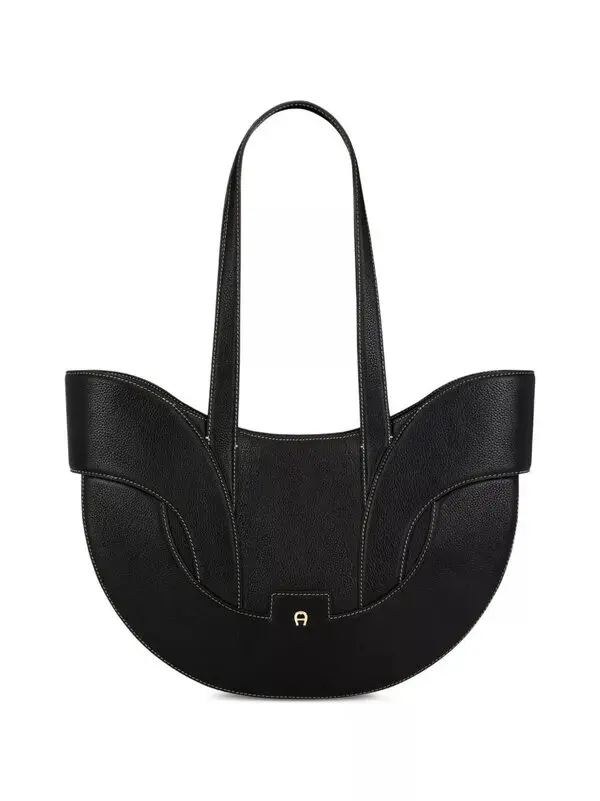AIGNER Large Sellina Contrast-stitched Grained-leather Tote Bag