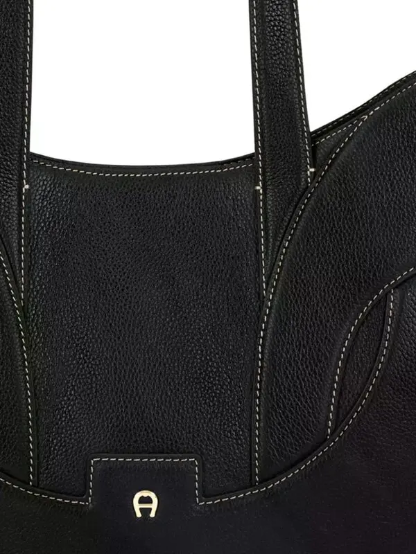 AIGNER Large Sellina Contrast-stitched Grained-leather Tote Bag