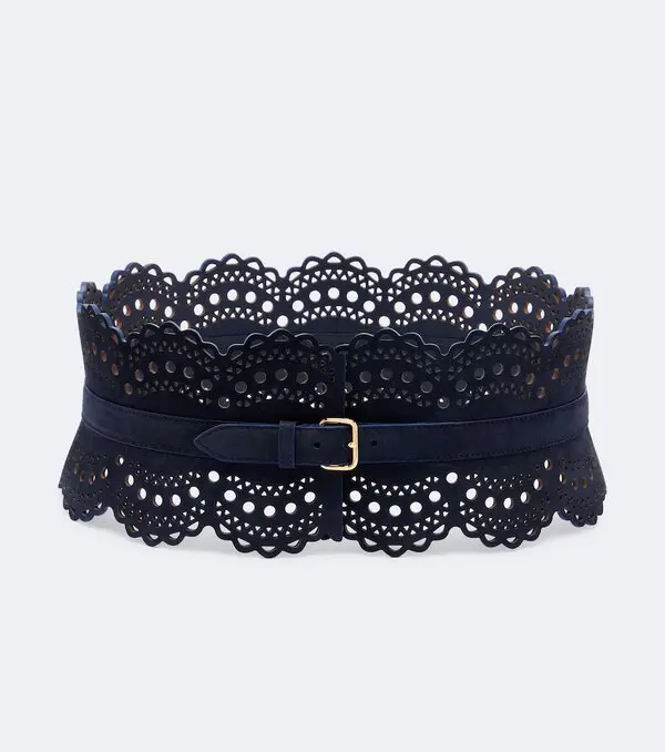 Alaïa Leather Corset Belt - Blue