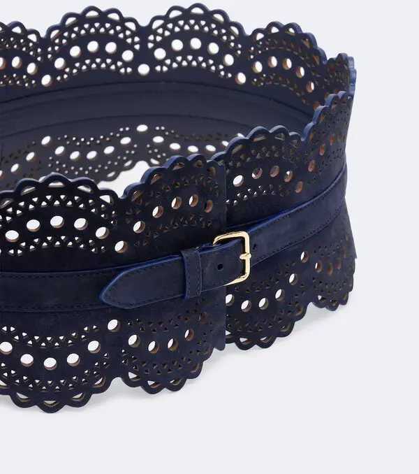 Alaïa Leather Corset Belt - Blue
