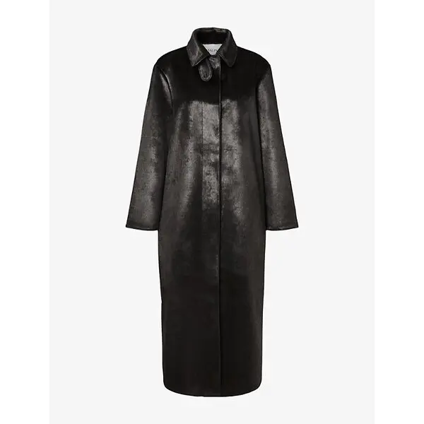 MALINA Phoebe Collared Faux-fur Long Coat