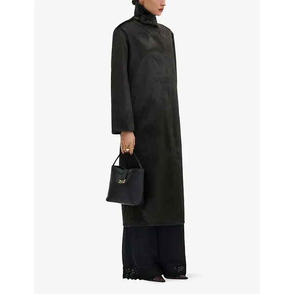 MALINA Phoebe Collared Faux-fur Long Coat
