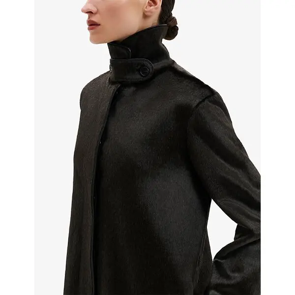 MALINA Phoebe Collared Faux-fur Long Coat