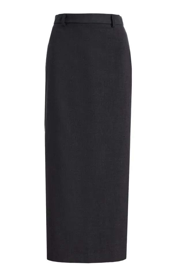 THE FRANKIE SHOP Gema Crepe Midi Pencil Skirt - Grey