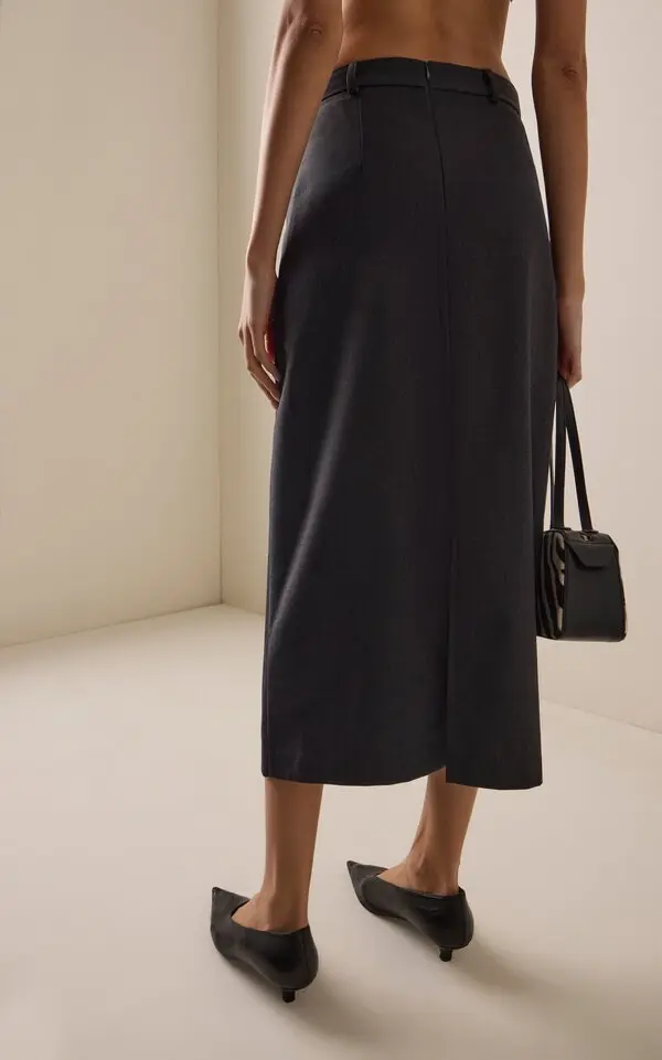 THE FRANKIE SHOP Gema Crepe Midi Pencil Skirt - Grey