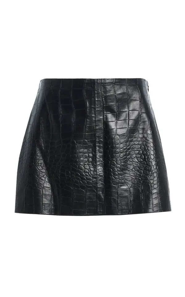 AGOLDE Verica Croc-embossed Faux Leather Mini Skirt