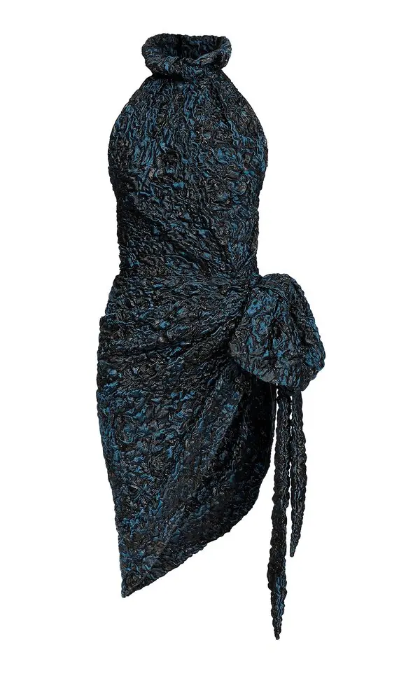 Balmain Sleeveless Cloque Floral Dress - Blue