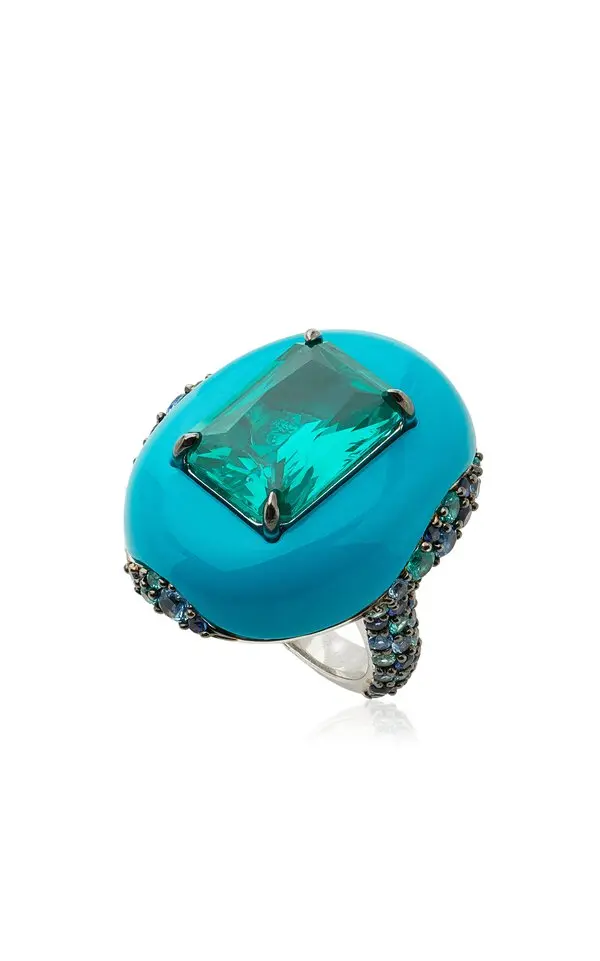 ANABELA CHAN Pebble Rhodium Vermeil Multi-stone Ring