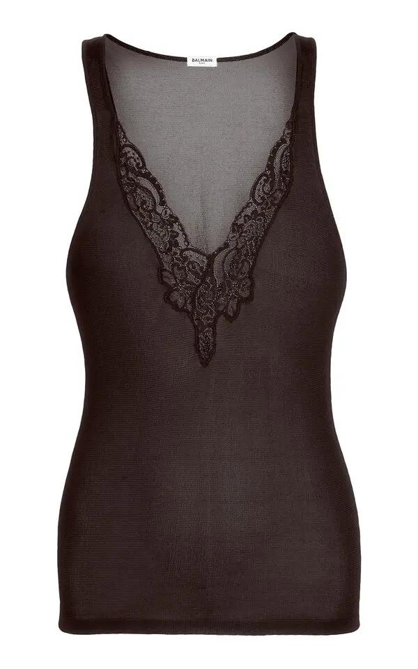 Balmain Lace Knit Tank Top