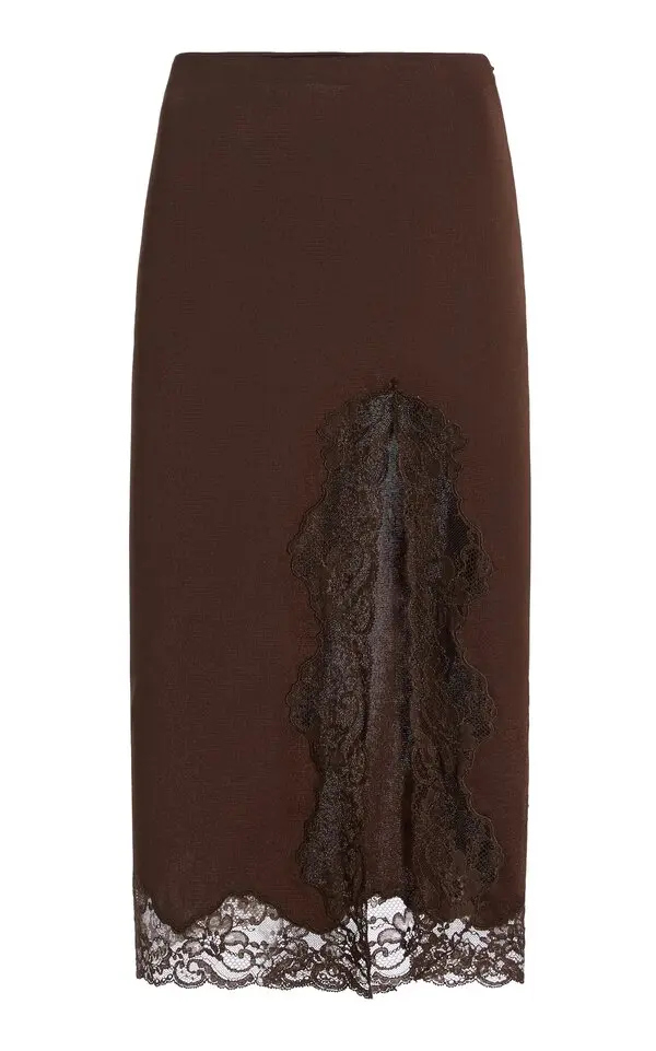 Balmain Lace Slit Knit Knee-length Skirt