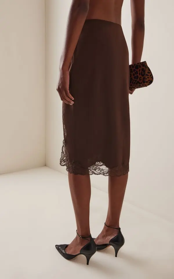 Balmain Lace Slit Knit Knee-length Skirt
