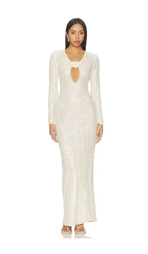PatBO Lara Crochet Plunge Maxi Dress