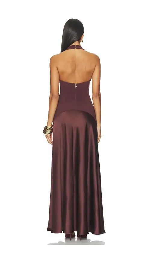 NOOKIE Alice Halter Maxi Dress In Chocolate