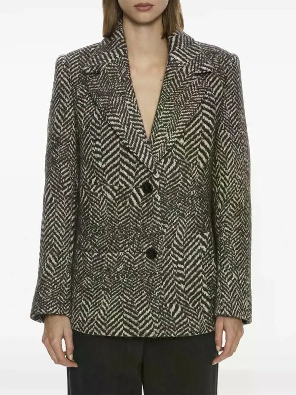 Christopher Esber Warped Herringbone-pattern Peacoat