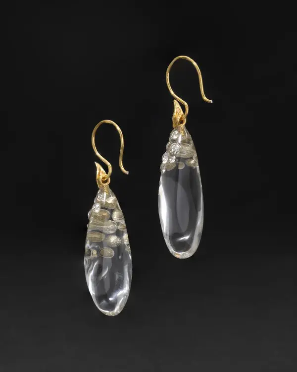 Alexis Bittar Confetti Crystal Lucite Teardrop Wire Earrings