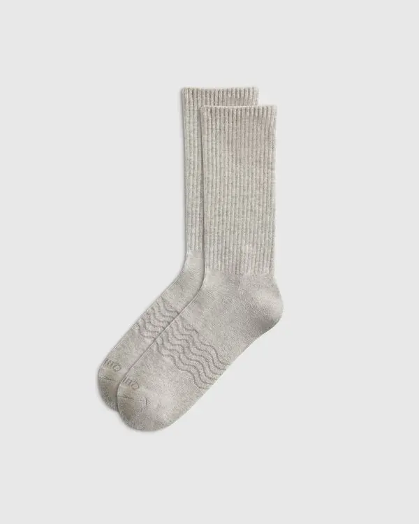 Quince Everyday Cotton Solid Crew Sock - Grey
