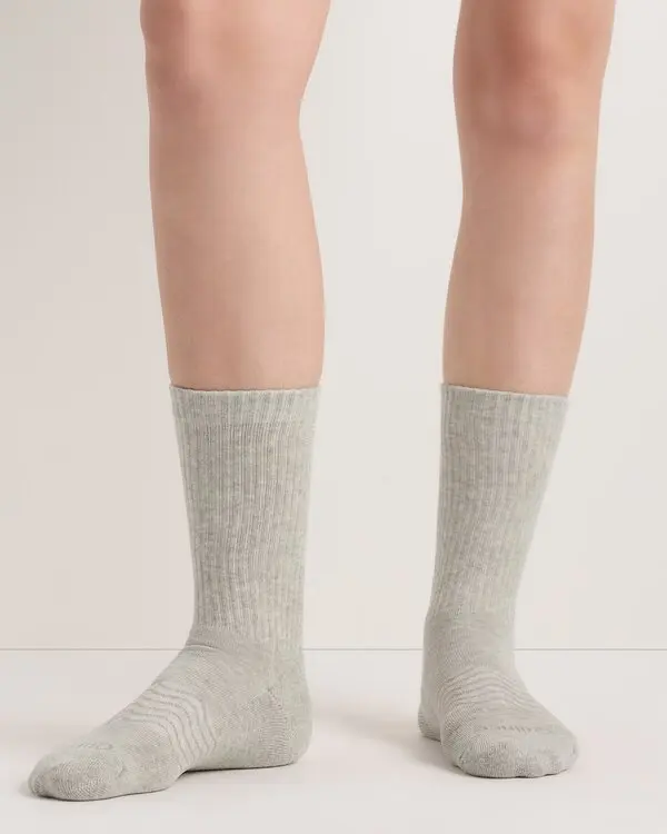 Quince Everyday Cotton Solid Crew Sock - Grey