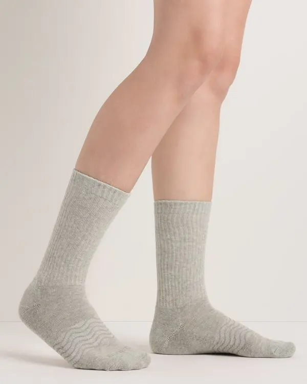 Quince Everyday Cotton Solid Crew Sock - Grey