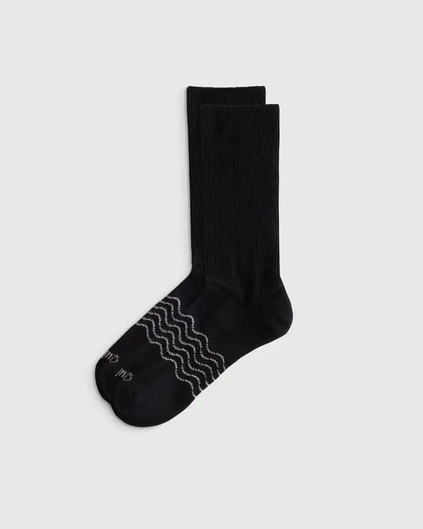 Quince Everyday Cotton Targeted Stretch Crew Sock - Black
