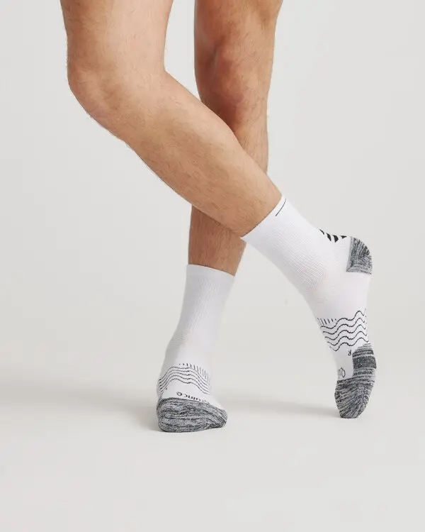 Quince Performance Running Crew Sock - White