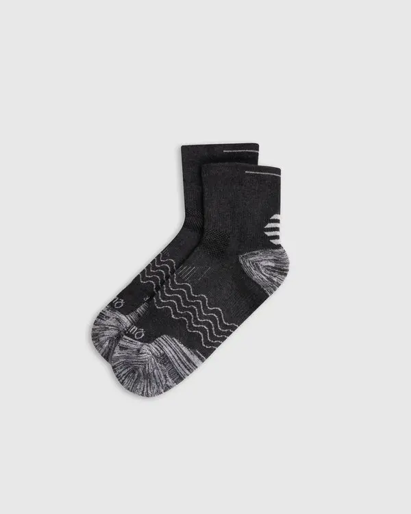 Quince Performance Running Quarter Sock - Grey