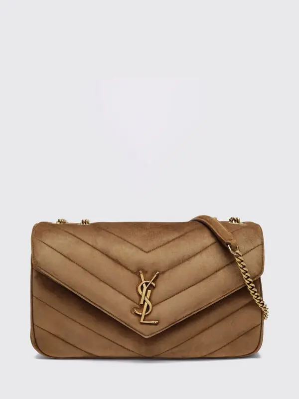 Saint Laurent Medium Loulou Shoulder Bag In Chevron Suede - Orange