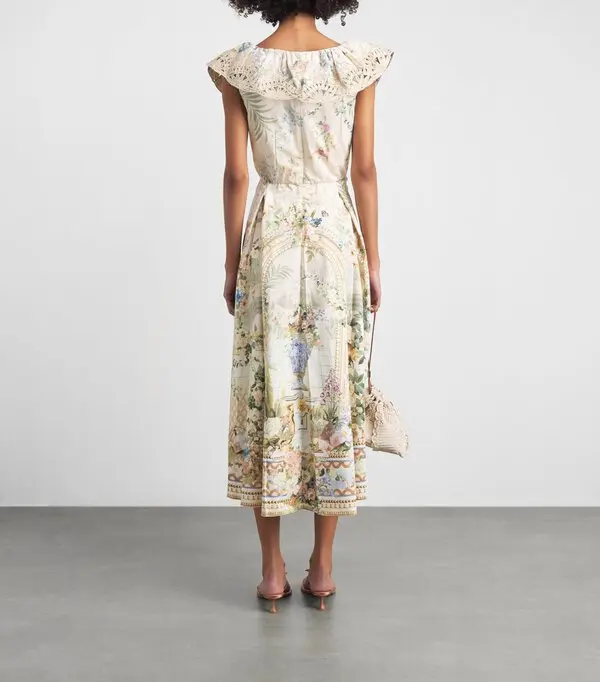 Camilla Stretch-cotton Midsummer Masterpiece Frill Neck Midi Dress