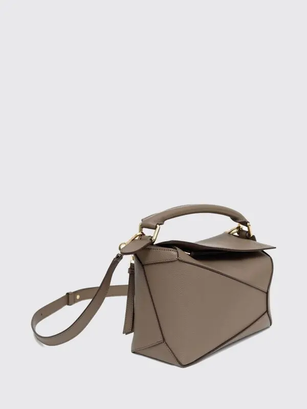 Loewe Small Puzzle Edge Bag In Grained Calf Leather With Anagram - Gray