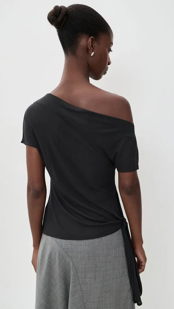 ST. AGNI Fine Jersey Off Shoulder Top - Charcoal