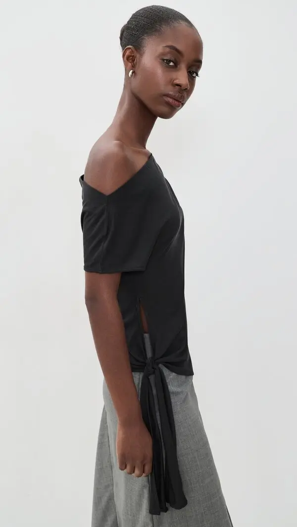 ST. AGNI Fine Jersey Off Shoulder Top - Charcoal