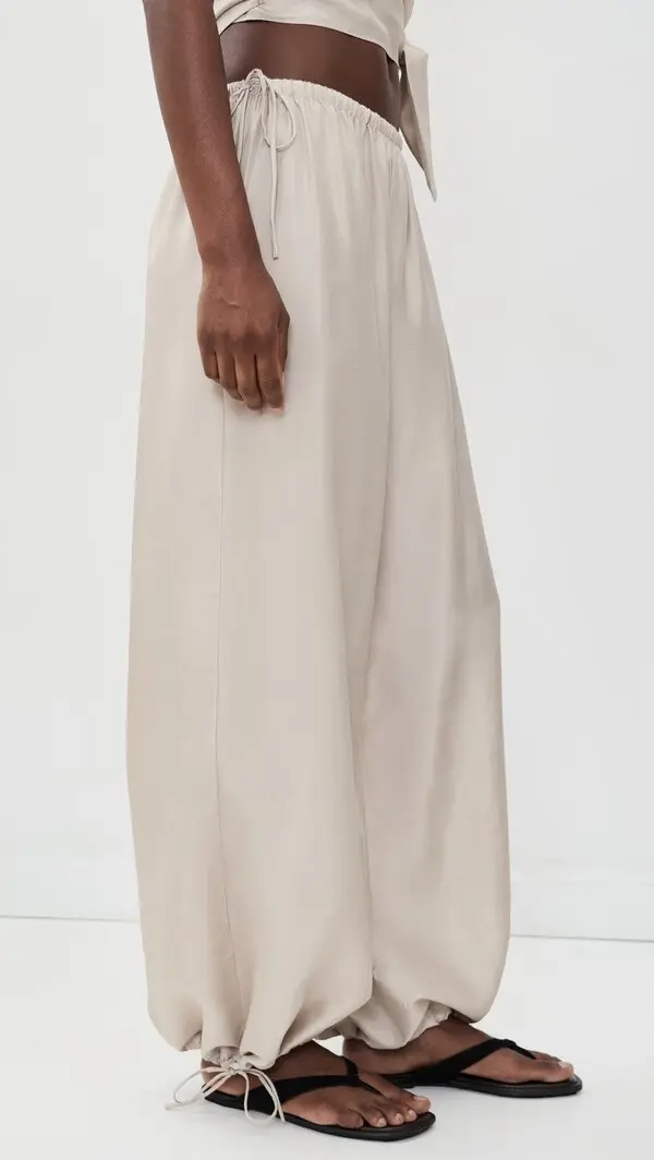 ST. AGNI Silk Adjustable Balloon Pants - Soft Ash