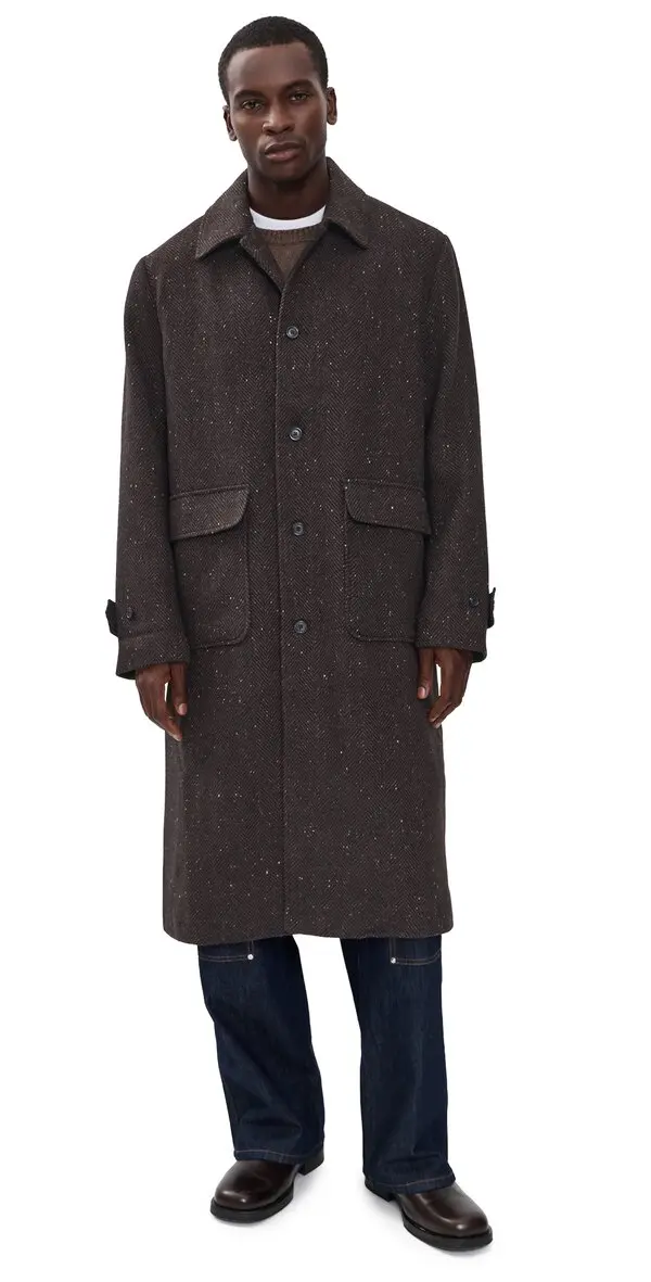 LES DEUX Herringbone Wool Coat