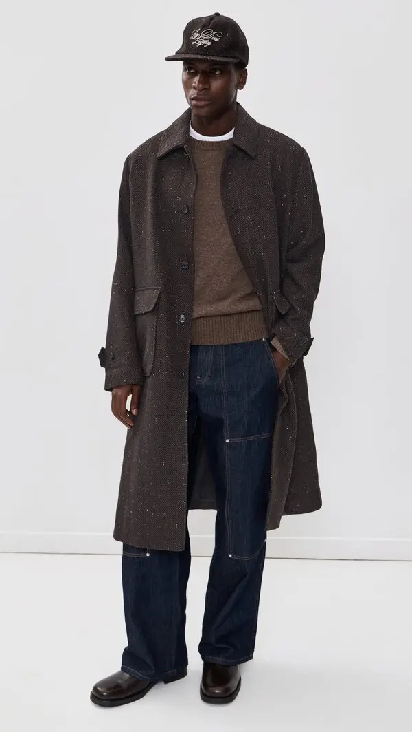 LES DEUX Herringbone Wool Coat