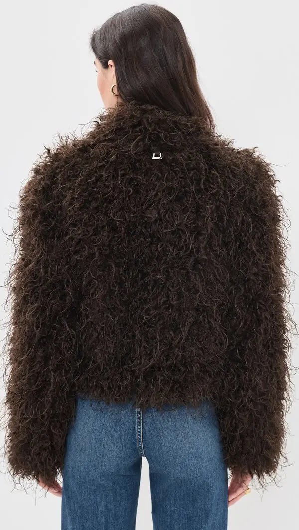 Apparis Ginette Mongolian Faux Fur Jacket - Deep Brown