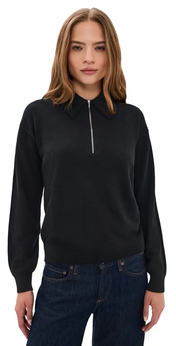 Sold Out NYC The Cashmere Zip Polo - Black